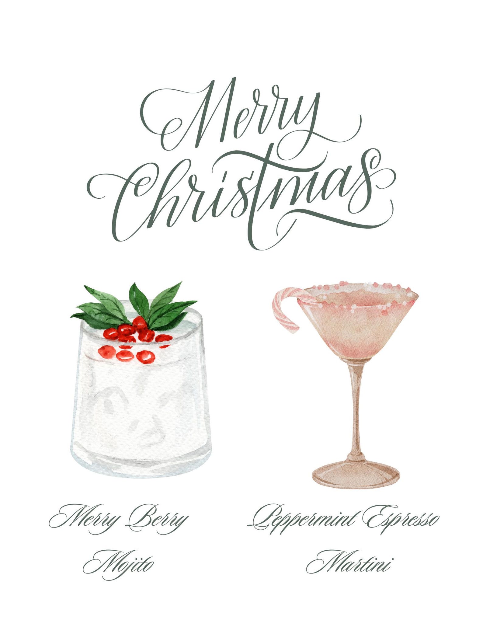 Merry Christmas: Bar Drink Sign, Merry Berry Mojito and Peppermint ...