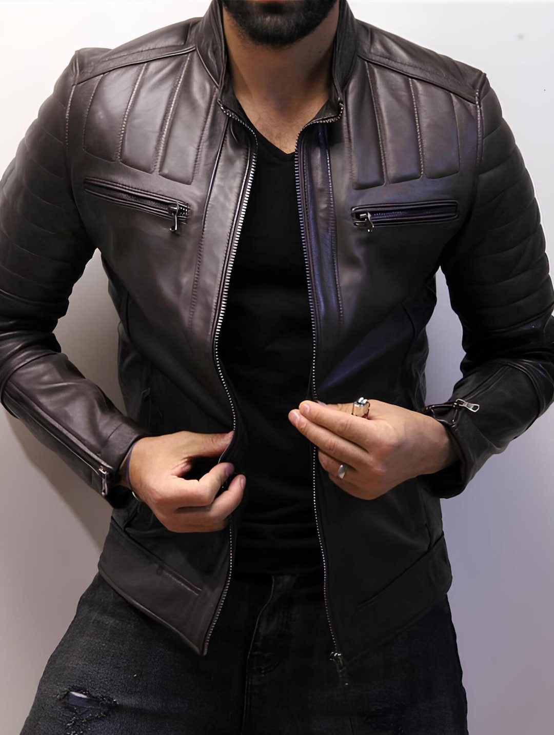 Handmade Moroccan Leather Jacket for Men – Lambskin, Fes Artistry, Bond ...