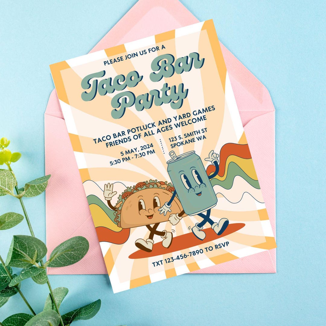 Taco Bar Party Invitation Digital Download Template - Etsy