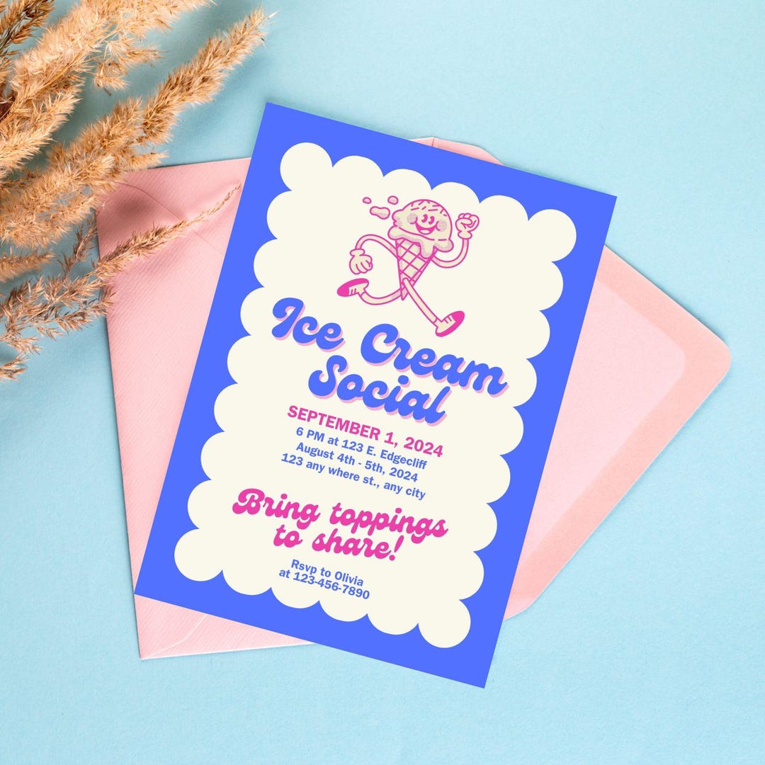 Ice Cream Social Invitation Digital Download Template - Etsy