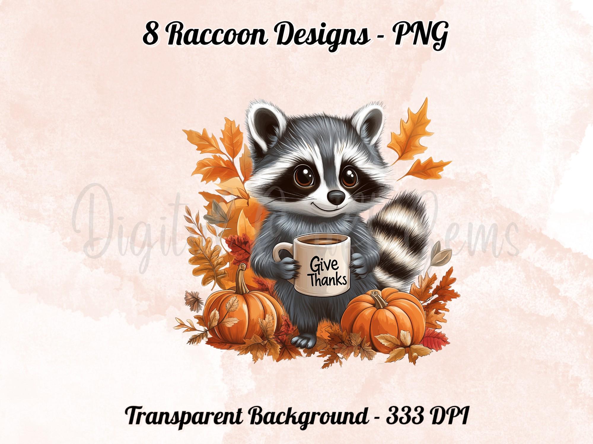 Fall Theme Raccoon Clipart cute Raccoon Bundle, 8 High-quality Pngs for ...