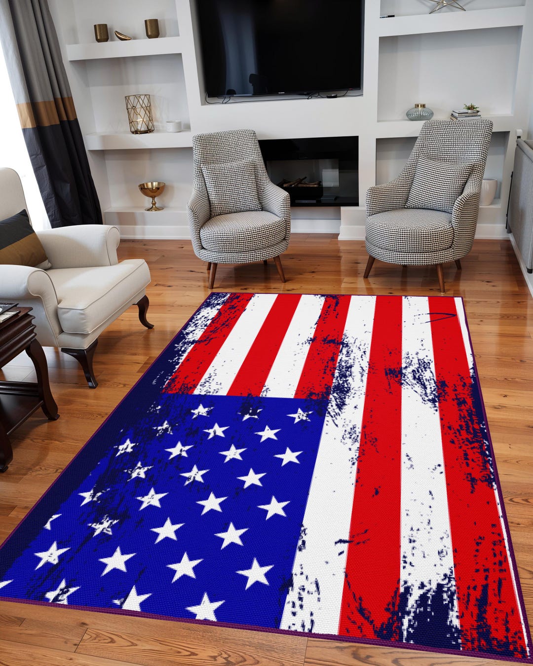 USA Flag Area Rug for Living Room, American Flag Blue Red Bedroom ...