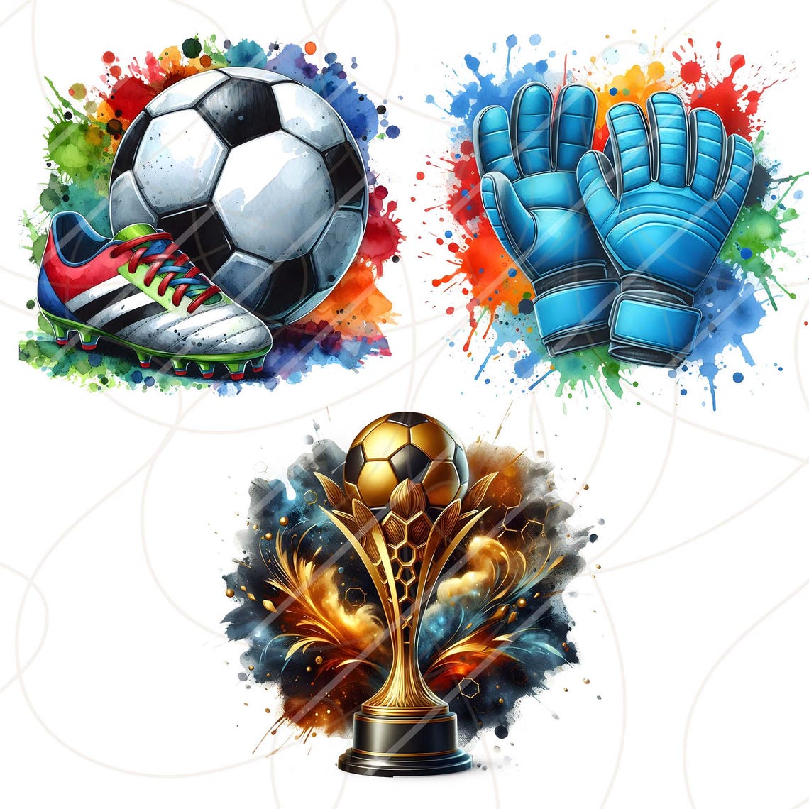 11 Watercolor Soccer Clipart Bundle, Sport Png, Sport Clipart, Soccer ...
