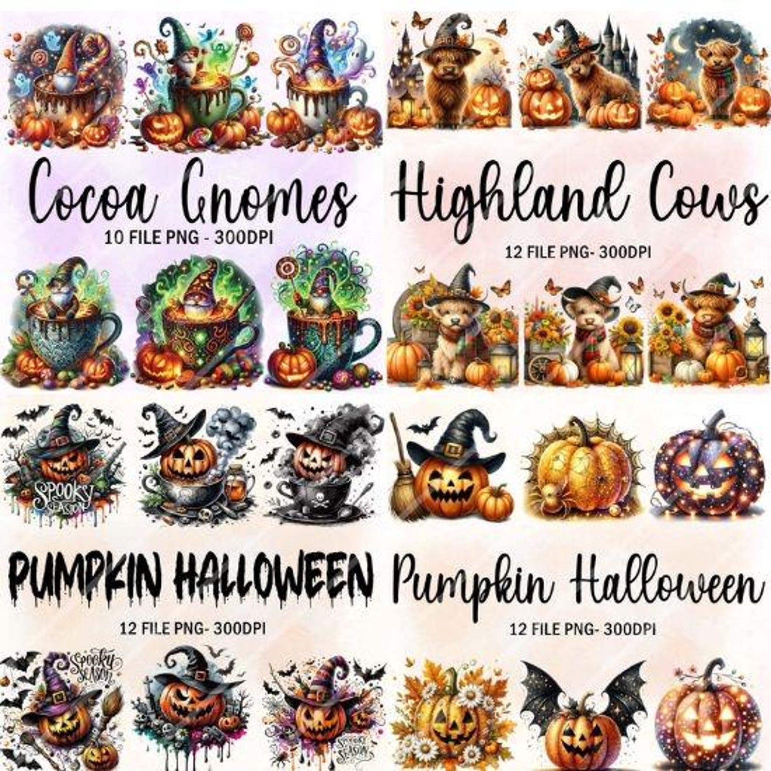 1500 Watercolor Halloween Mega Bundle Clipart, Mega Halloween Bundle ...