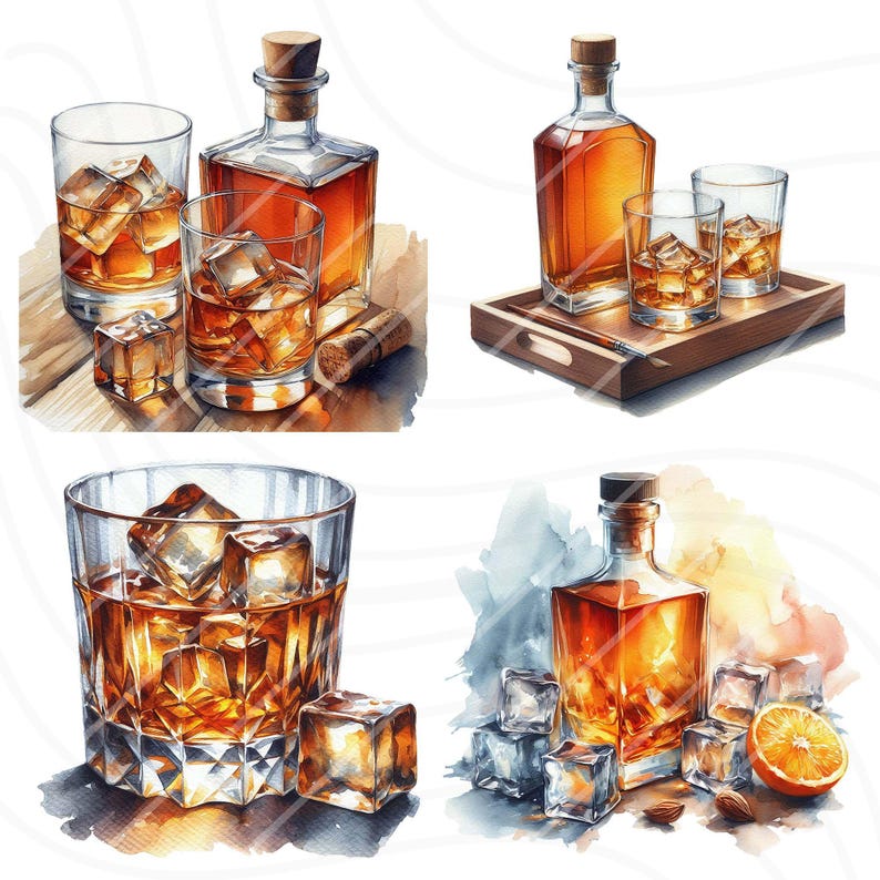 50 Watercolor Alcohol Clipart Bundle, Bar Menu, Champagne Clipart ...