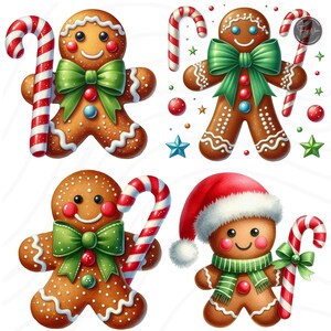 10 Watercolor Gingerbread Man Clipart Bundle, Festive Cookie Png ...