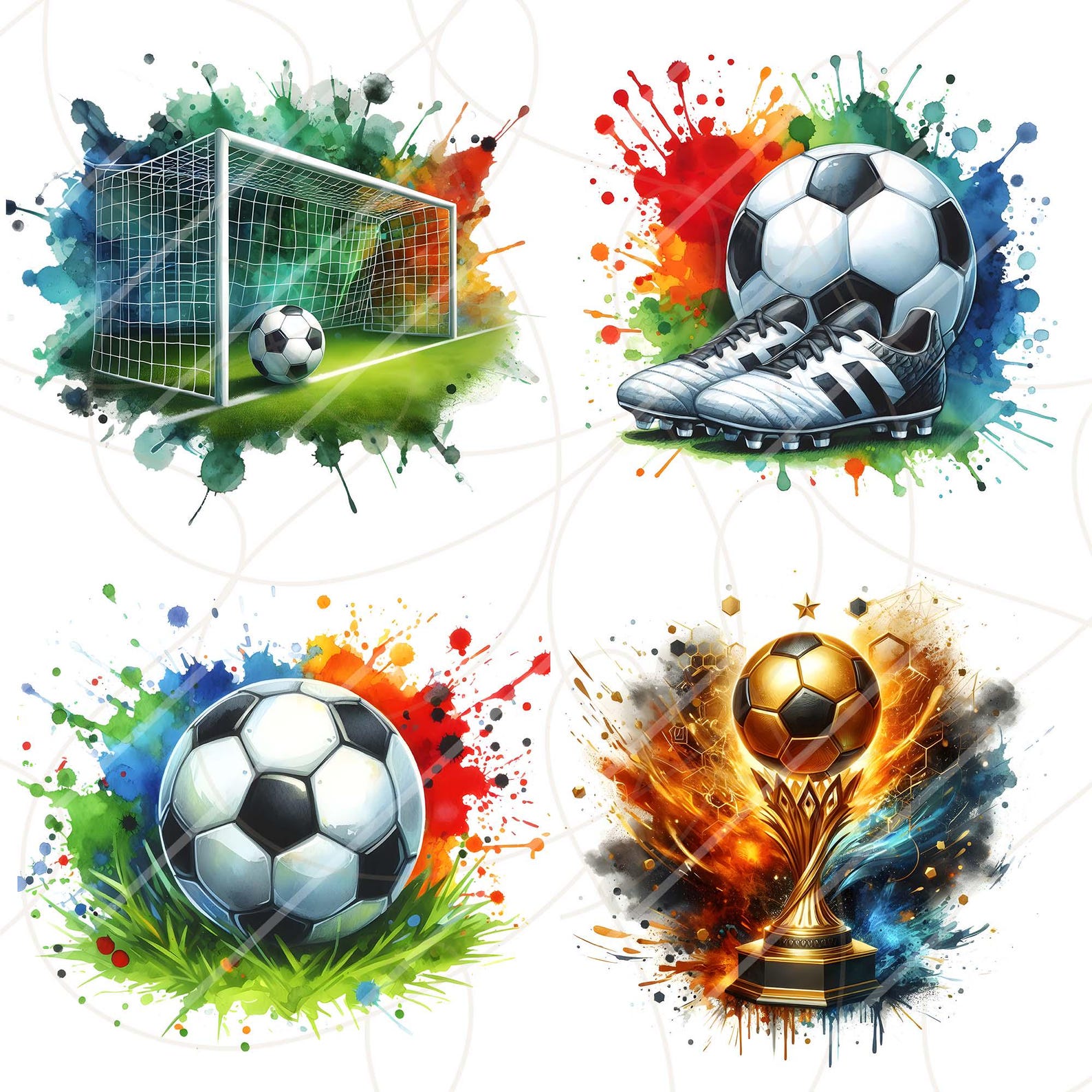 11 Watercolor Soccer Clipart Bundle, Sport Png, Sport Clipart, Soccer ...