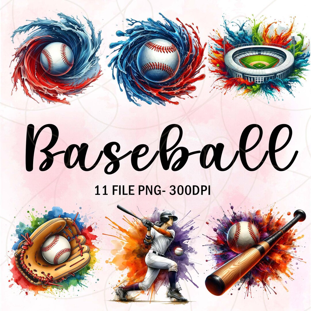 11 Watercolor Baseball Clipart Bundle, Sport Png, Sport Clipart, Soccer ...