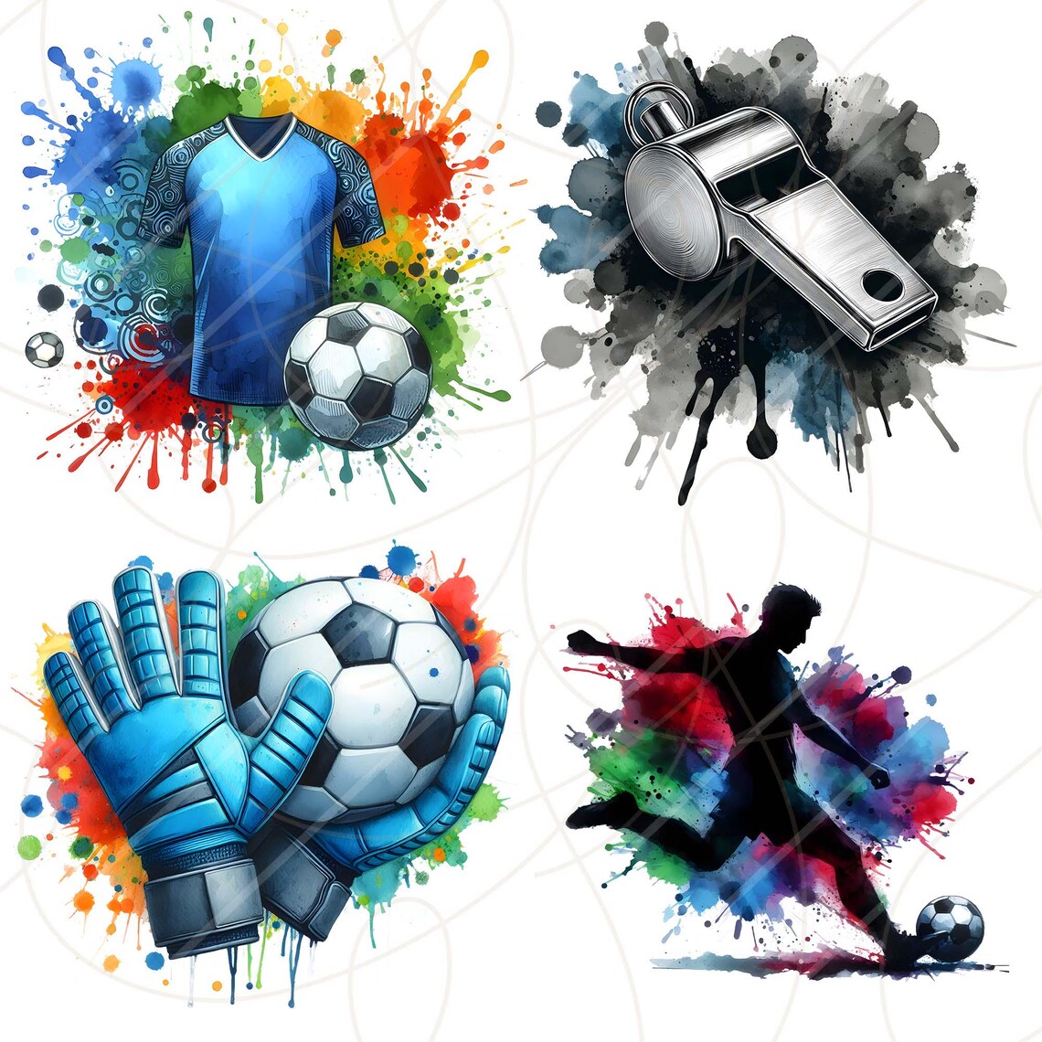11 Watercolor Soccer Clipart Bundle, Sport Png, Sport Clipart, Soccer ...