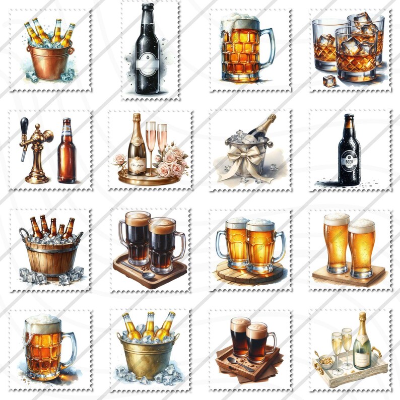 50 Watercolor Alcohol Clipart Bundle, Bar Menu, Champagne Clipart ...