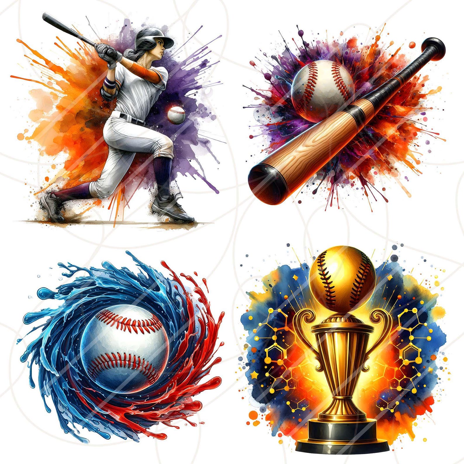 11 Watercolor Baseball Clipart Bundle, Sport Png, Sport Clipart, Soccer ...
