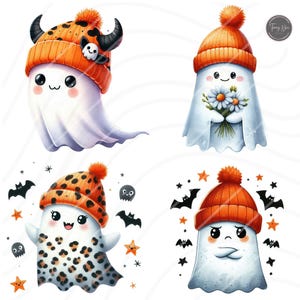 60 Watercolor Cute Ghost Clipart Bundle, Halloween Ghost Png, Cute ...