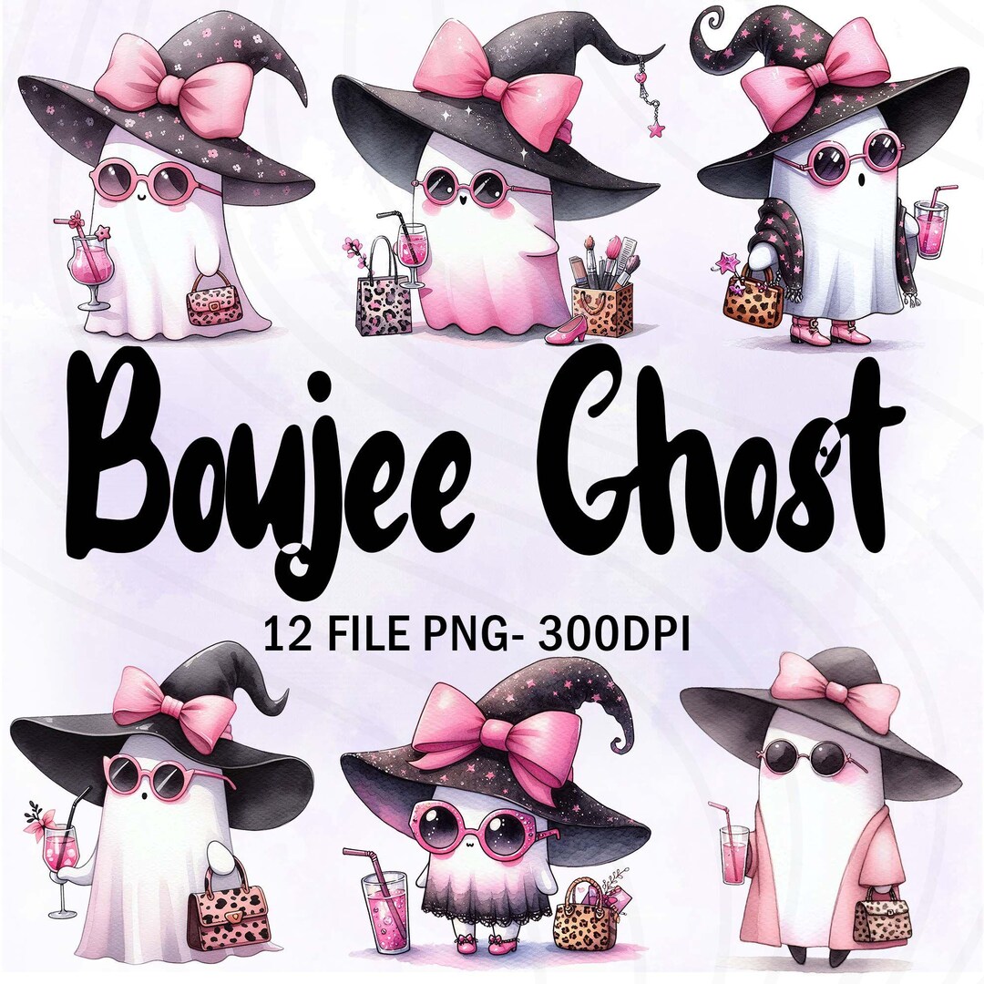 10 Watercolor Boujee Ghost Clipart, Boujee Ghost Png, Spooky Season Png ...