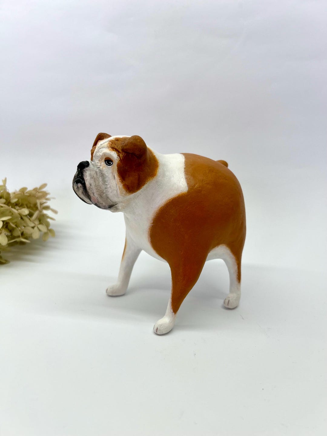 Papier-mâché Bulldog Dog Figure |bulldog Statuette | a Birthday Present ...
