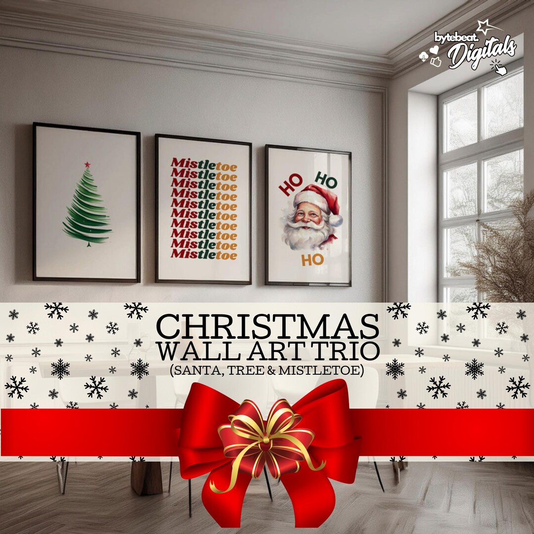 Christmas Art Mega Bundle, Set of 3, Christmas Gallery Wall Art ...