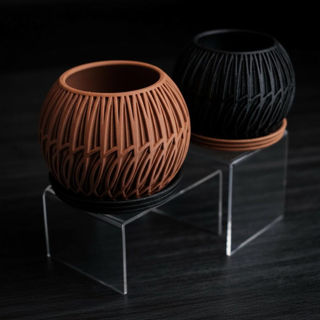 Modern 3D Printed Plant Pot With Drip Tray "lumen" | Minimalist Indoor ...