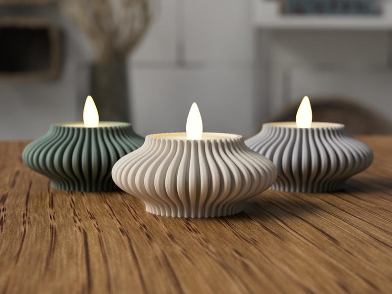 Modern LED Tealight Candle Holder Set of 3 W/led's: Elegant Home Decor ...