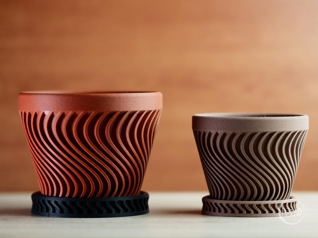 Modern 3D Printed Planter Pot "axis" W/ Drip Tray- Home Decor, Accent ...