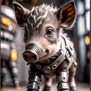 Wild Boar Cub | Animals Cybernetic | Digital Art Print | Wall Art | AI ...