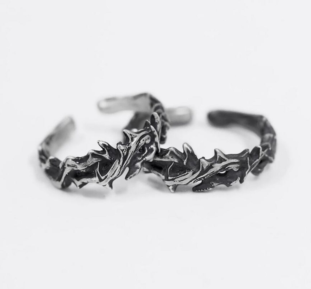 Thorn Ring Set - Custom Engraved Copper Couple Rings - Handcrafted ...