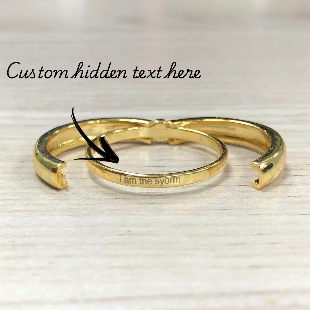 Personalized Hidden Text Ring, Custom Engraved, Stainless Steel, Custom ...