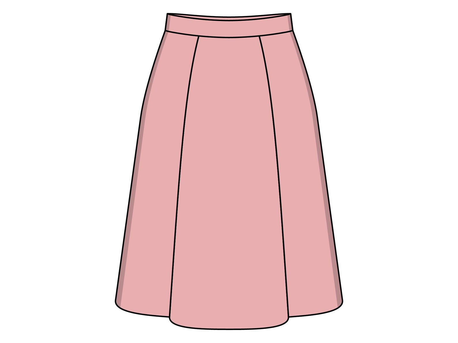 Paneled Flared Skirt Pattern, Six Panel Skirt, High Waist Skirt, PDF ...