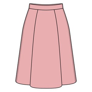 Paneled Flared Skirt Pattern, Six Panel Skirt, High Waist Skirt, PDF ...