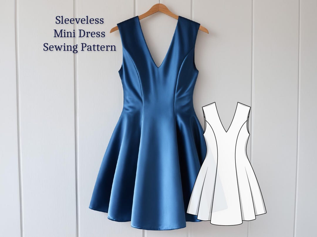 Sleeveless Mini Dress Pattern, Flared Wedding Dress, Pricess Seam Dress ...