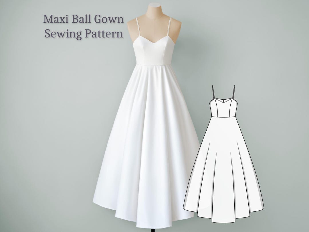 Ball Gown Sewing Pattern, Bustier Dress PDF, Bridal Gown Pattern, Easy Prom Maxi Dress, PDF ...