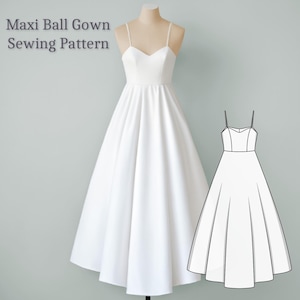 Ball Gown Sewing Pattern, Bustier Dress PDF, Bridal Gown Pattern, Easy ...
