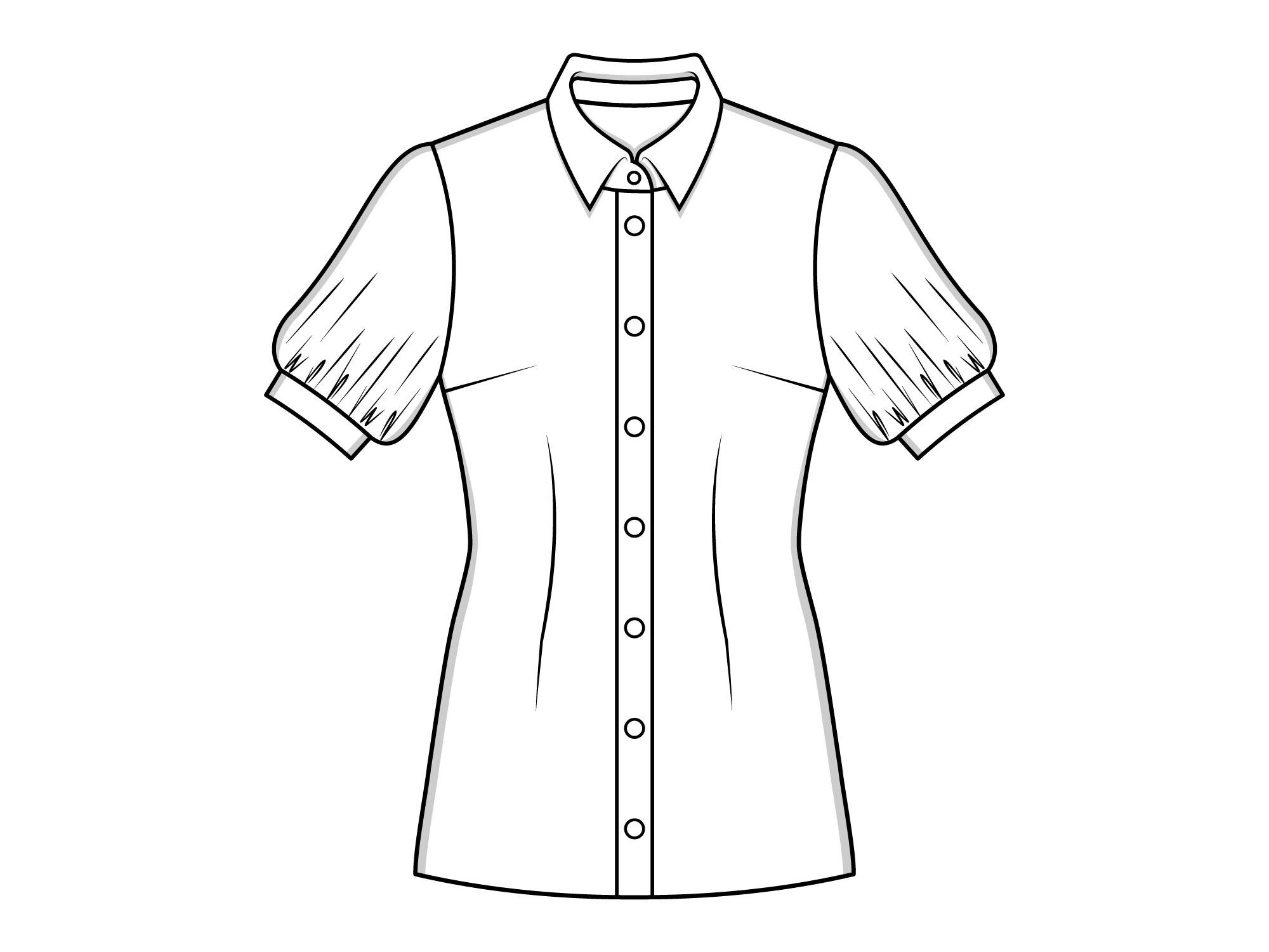 Women Fitted Shirt Pattern, Short Puff Sleeves, Button-up Shirt, PDF ...