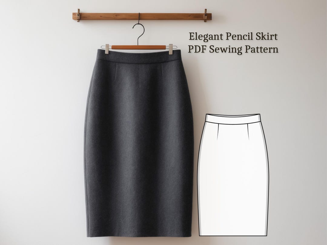 Elegant Pencil Skirt Pattern, Midi Wool Skirt, Winter Pencil Skirt, PDF ...