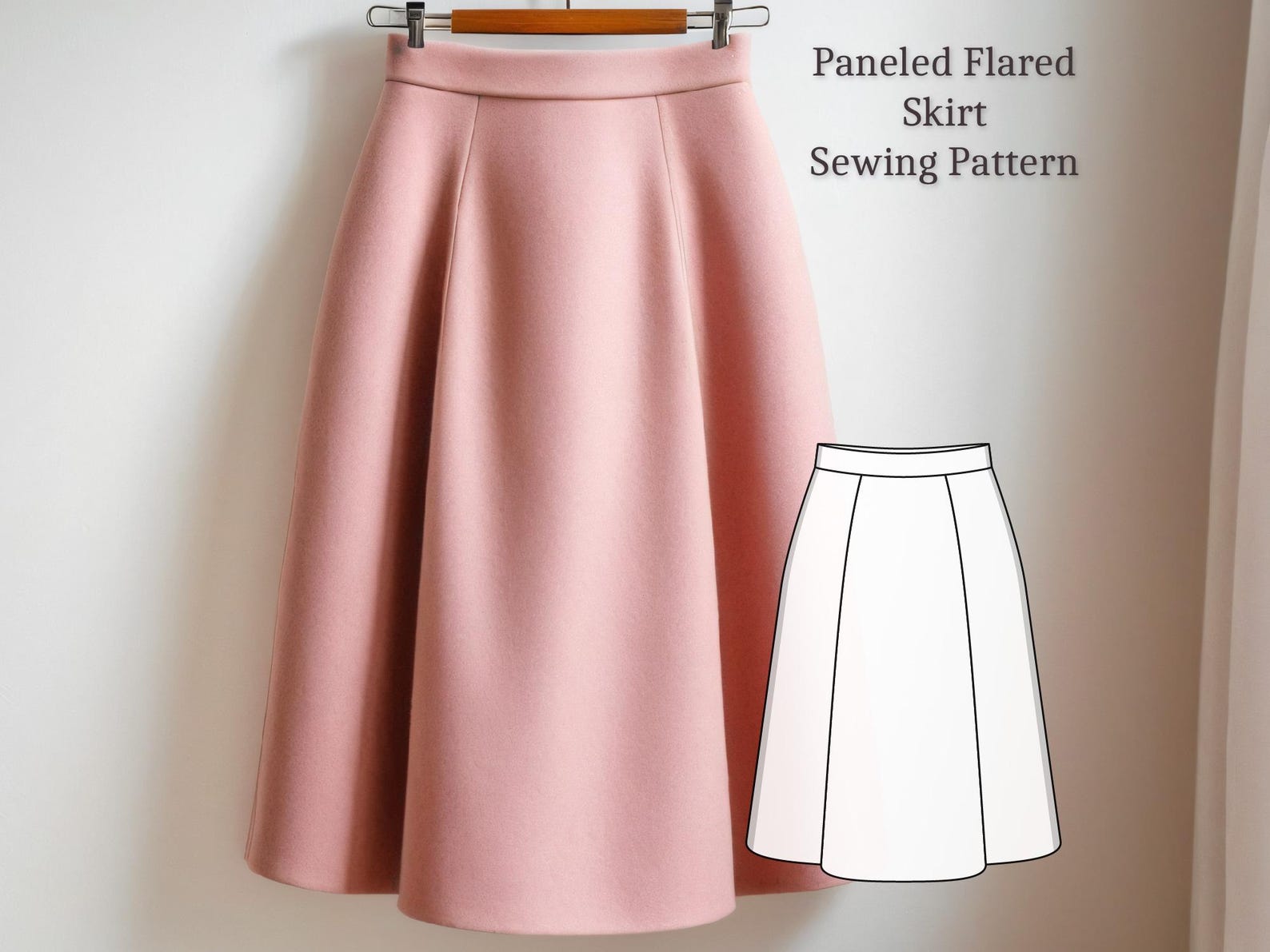 Paneled Flared Skirt Pattern, Six Panel Skirt, High Waist Skirt, PDF ...