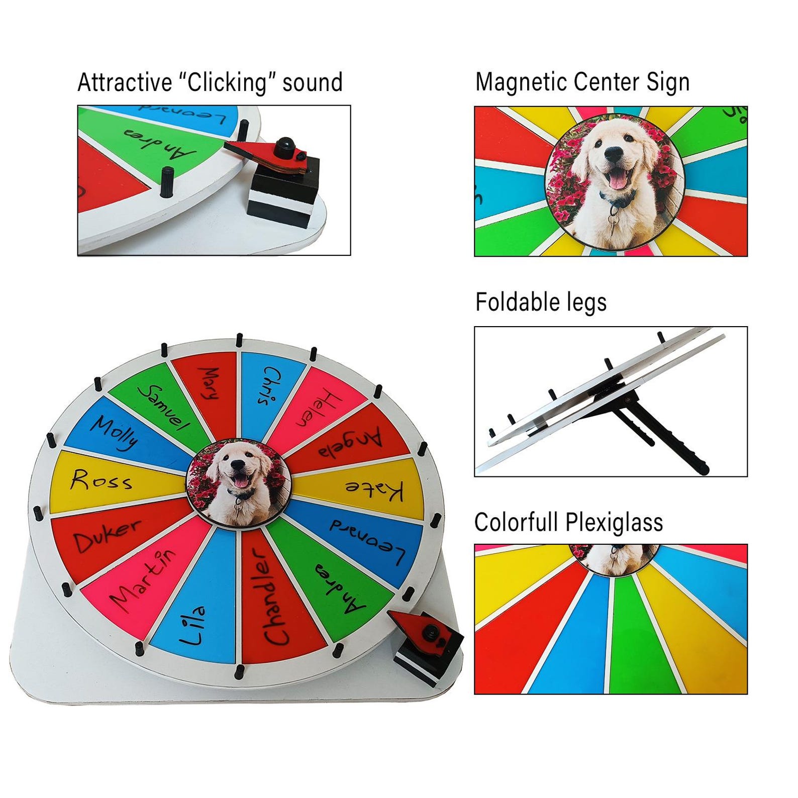 Tabletop Spinning Prize Wheel - Wood Prize Wheel - Spin the Wheel Game ...