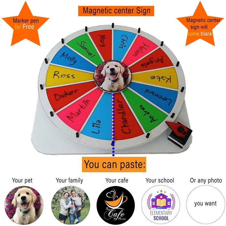 Tabletop Spinning Prize Wheel - Wood Prize Wheel - Spin the Wheel Game ...