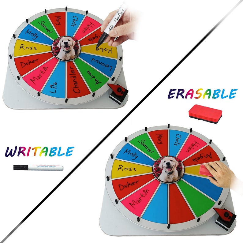 Tabletop Spinning Prize Wheel - Wood Prize Wheel - Spin the Wheel Game ...