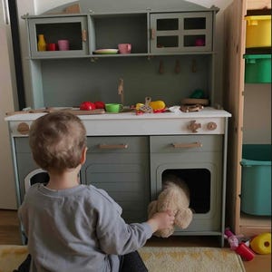 Handcrafted Wooden Play Kitchen, Montessori Pretend Play Kitchen ...