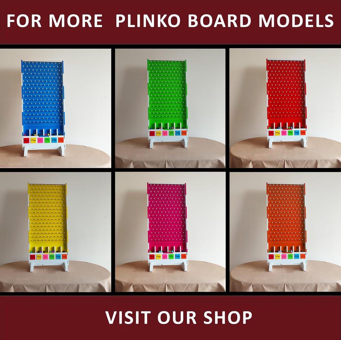 Plinko Carnival Game - Wooden Large Plinko Board Game – Marble Race ...