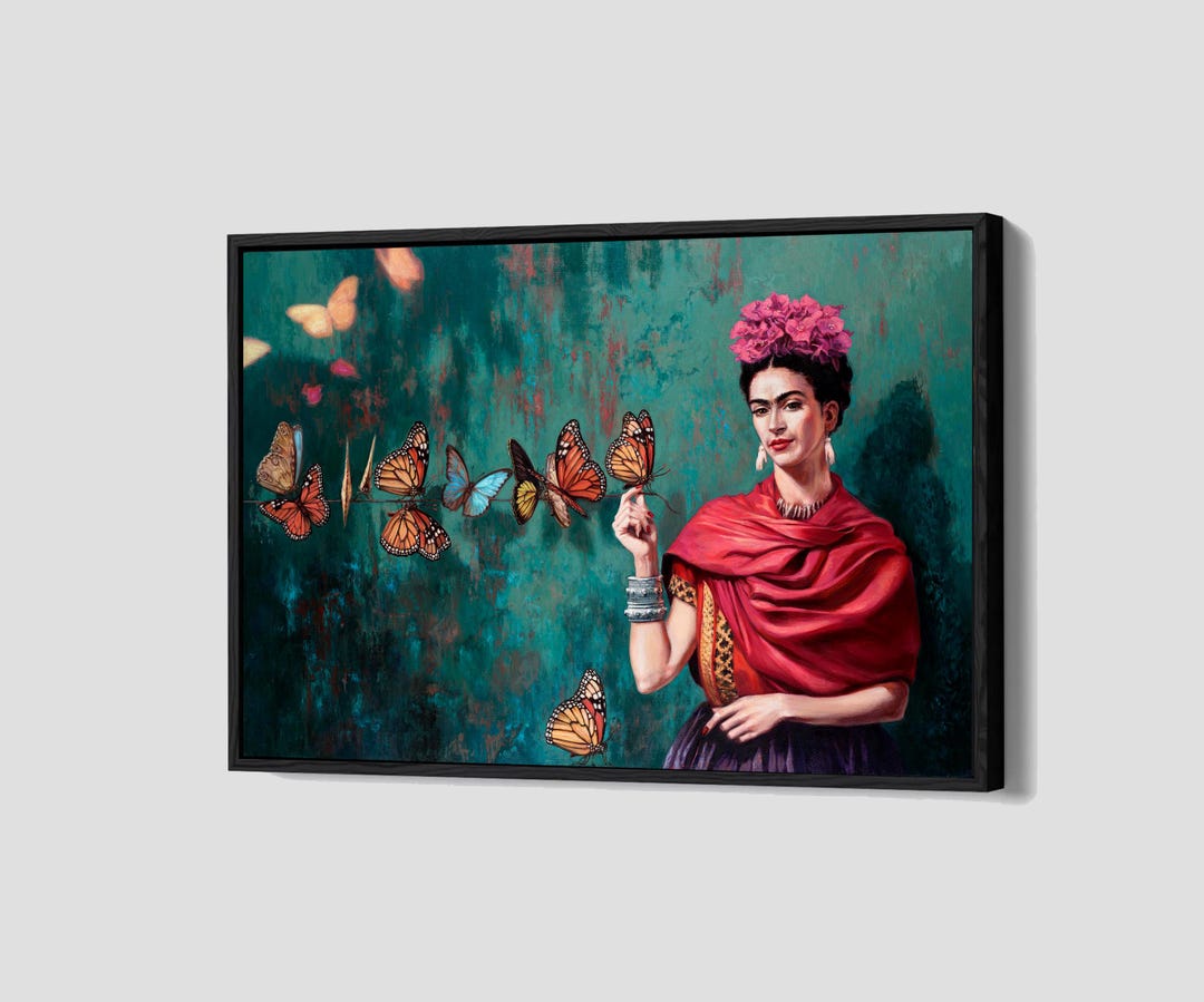 Frida and Butterflies Poster Frida Kahlo Wall Art Butterfly Woman ...