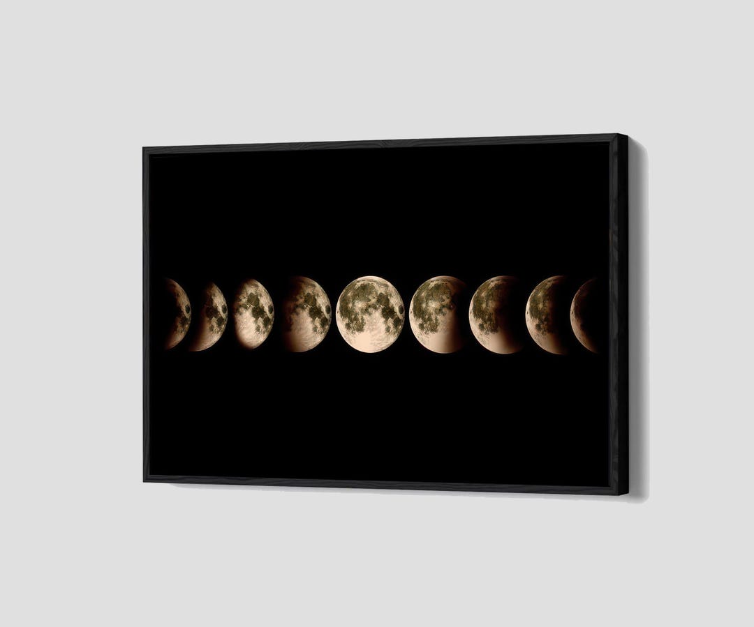 Moon Phases Poster Lunar Eclipse Wall Art Midnight Moon Framed Canvas ...