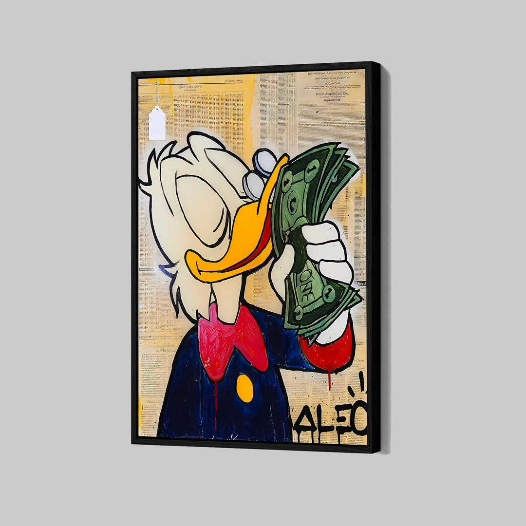 Duck With Money Poster Banksy Duck Wall Art Money Motivation Framed ...