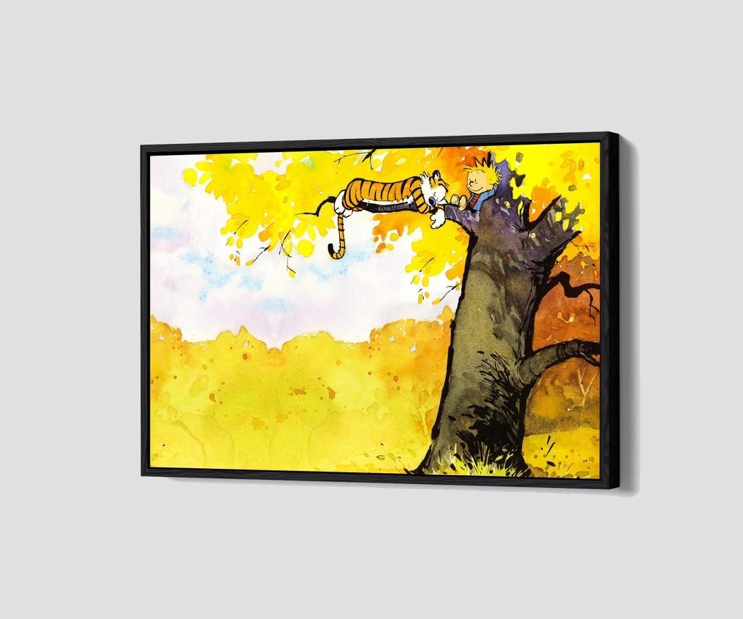 Calvin and Hobbes Poster Cartoon Wall Art Famous Animation Framed ...
