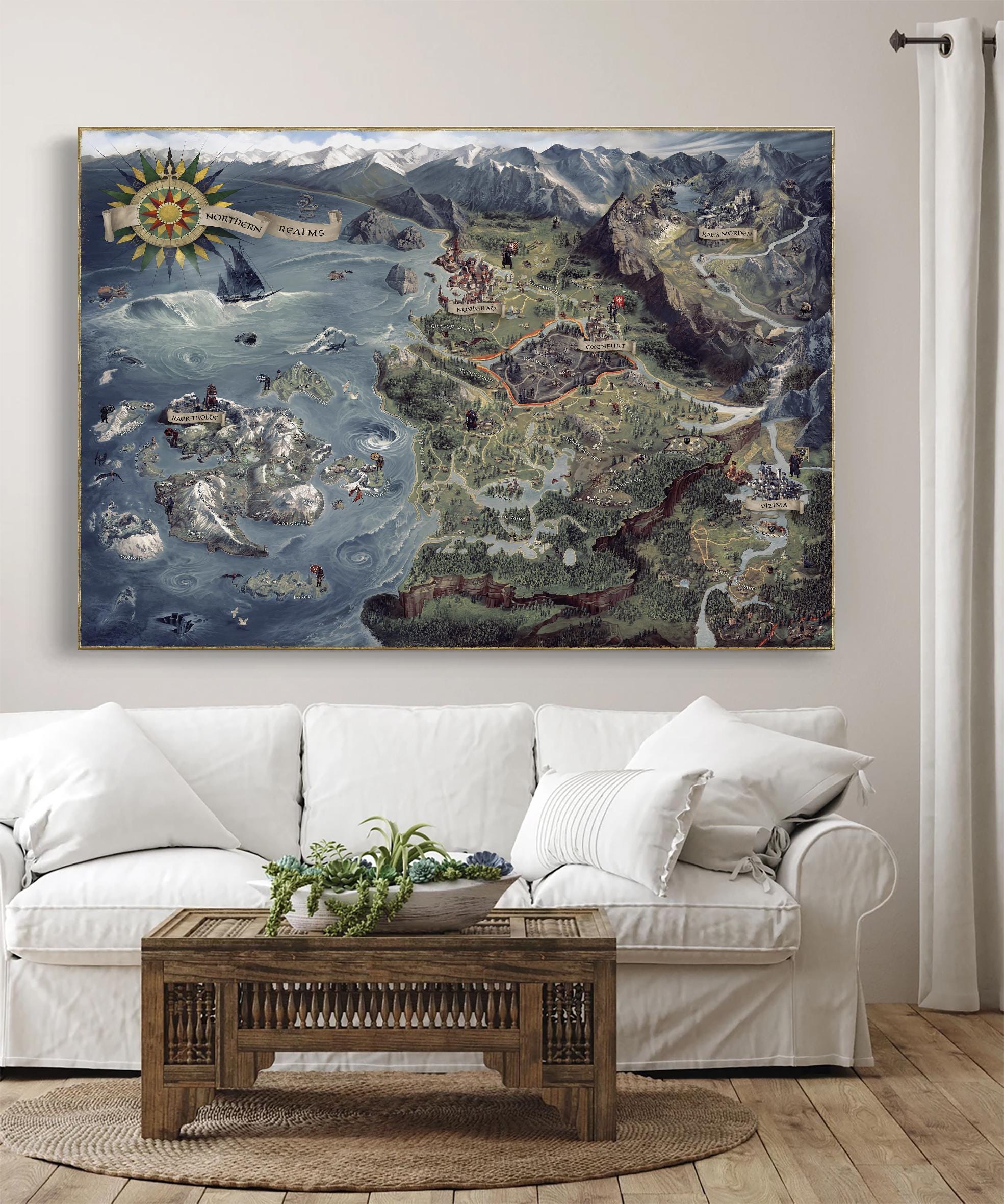The Witcher 3 World Map Poster the Northern Realms Wall Art Gwent Deck ...