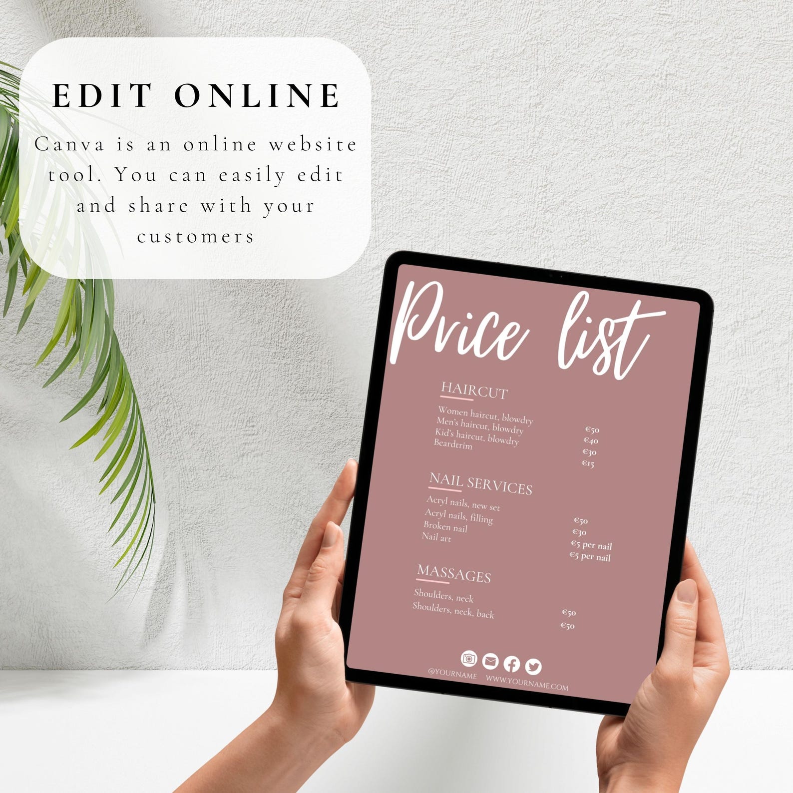 Template Product Price List Beauty Salon Pricing Flyer Hair Business ...