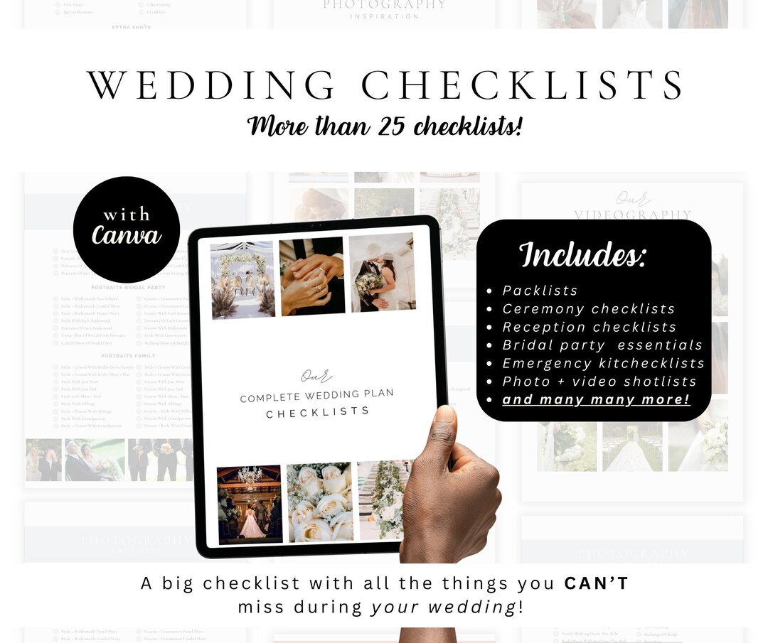 Wedding Checklist Essentials Photography Contract Videographer Cheat ...
