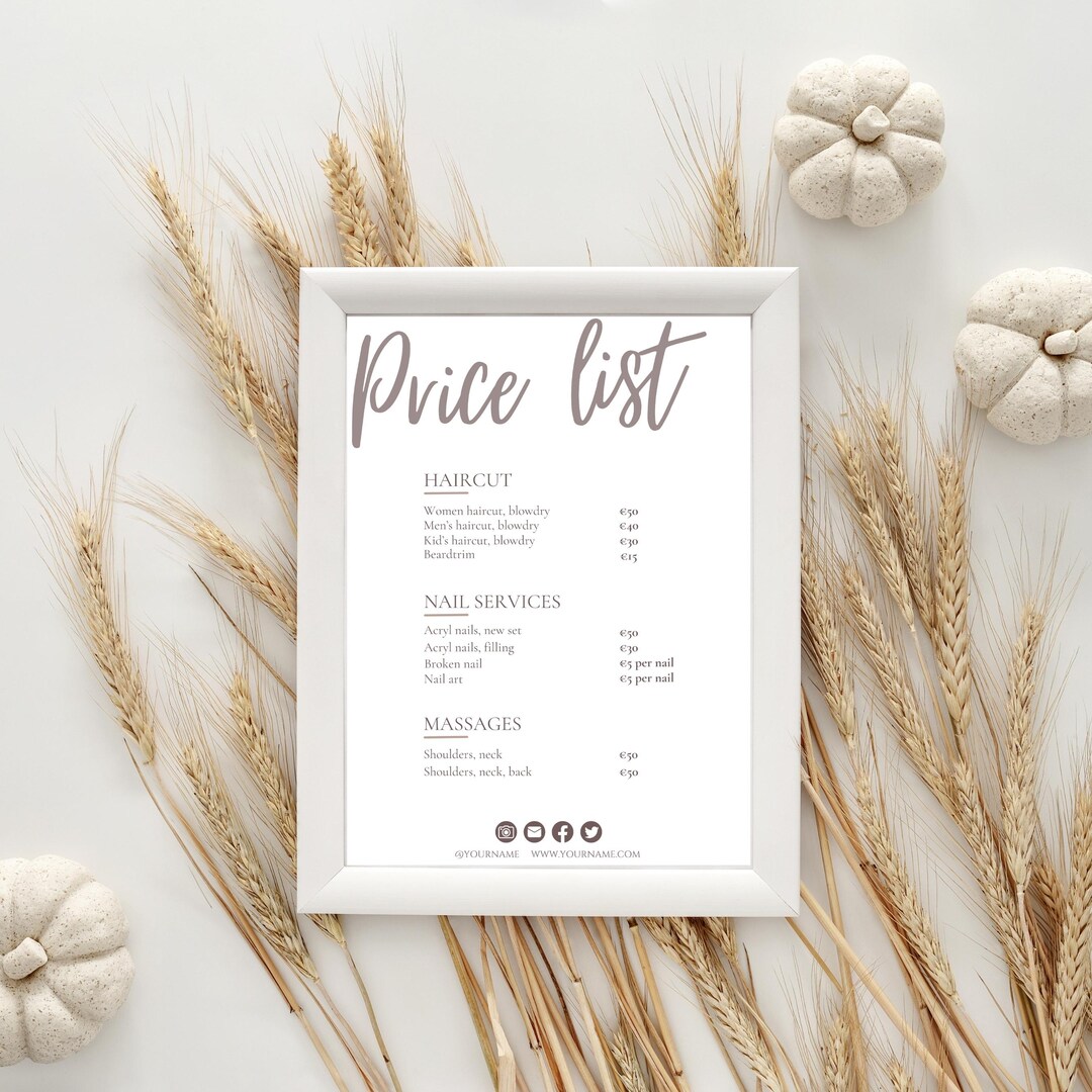 Template Product Price List Beauty Salon Pricing Flyer Hair Business ...