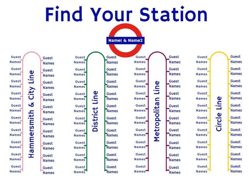 London Underground / Tube Map Seating Plan Template - Etsy