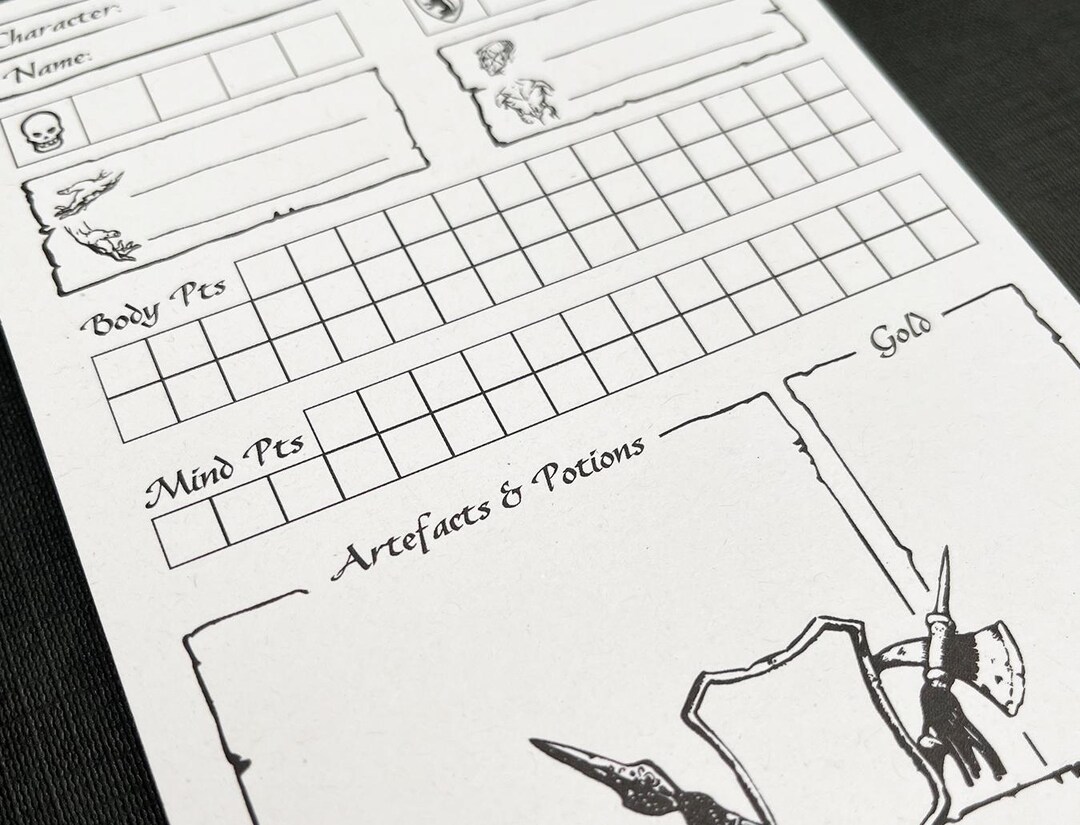 Custom Heroquest Paper Character Sheet - Etsy UK