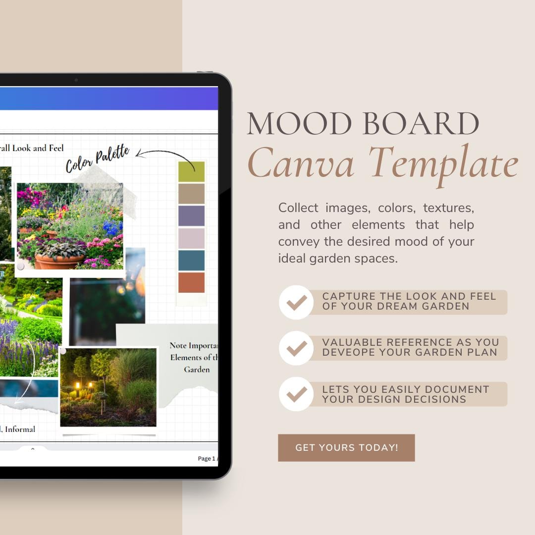 Landscape Design Mood Board, Canva Template - Etsy