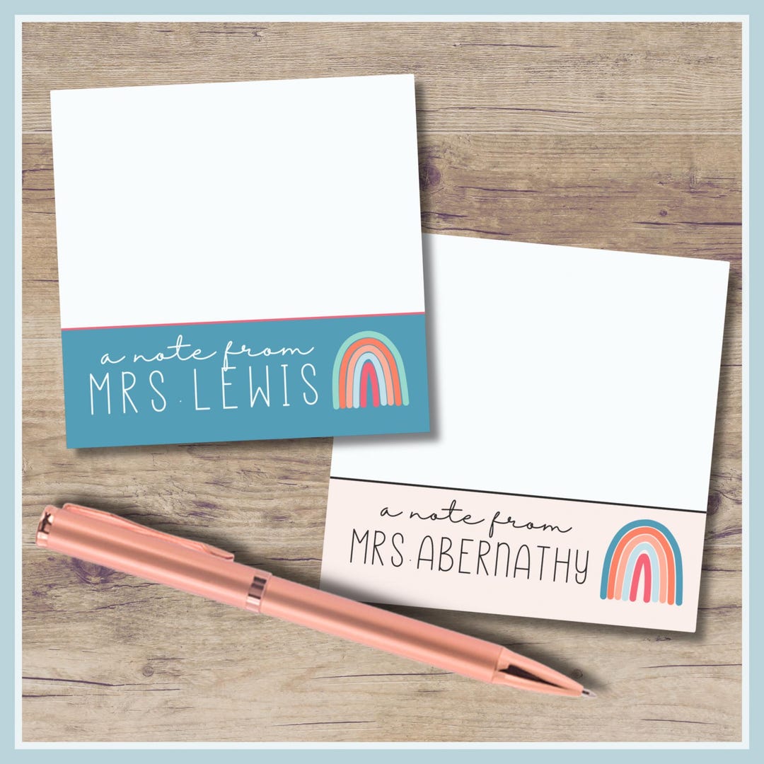 Personalized Teacher Sticky Notes: Boho Rainbow Design, Back to School ...